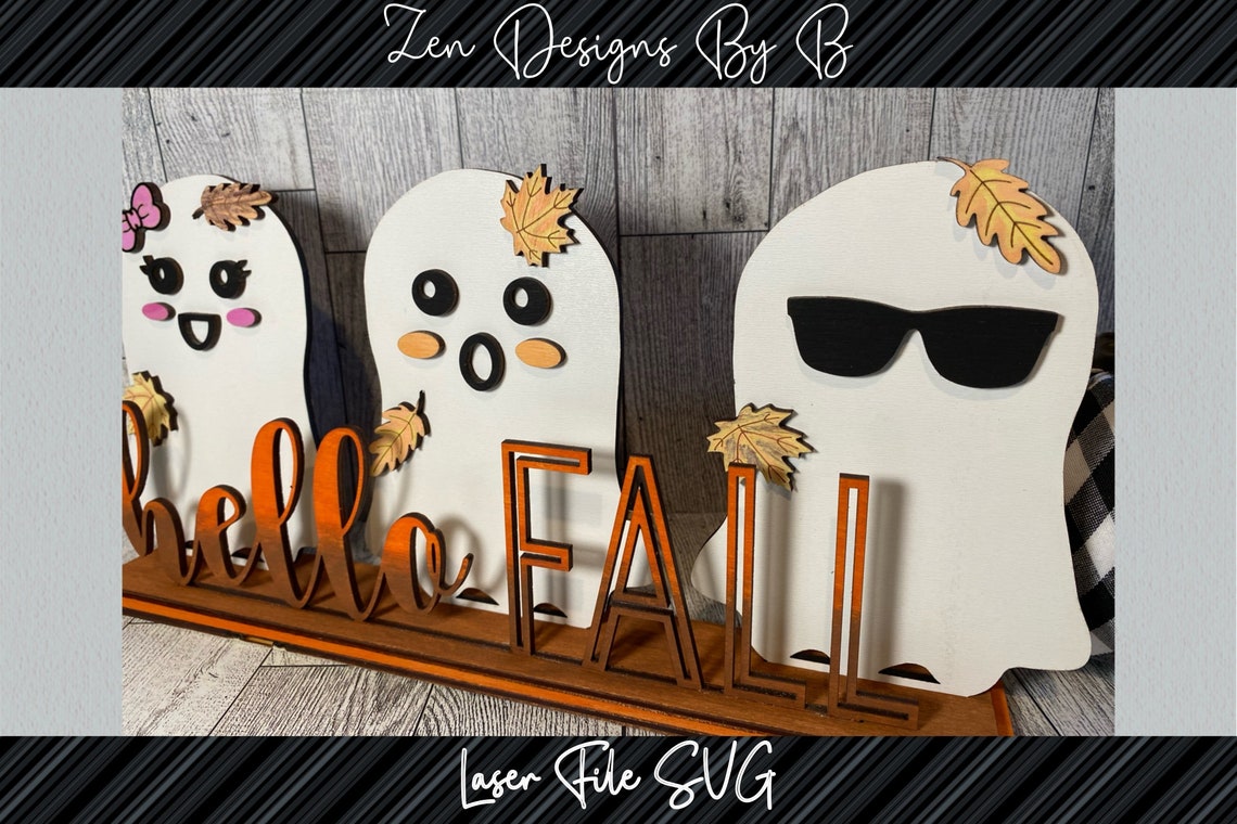 Hello Fall Ghosts Shelf Sitter Laser SVG (digital Download) - Etsy