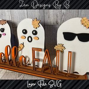 Hello Fall Ghosts Shelf Sitter Laser SVG (digital Download) - Etsy