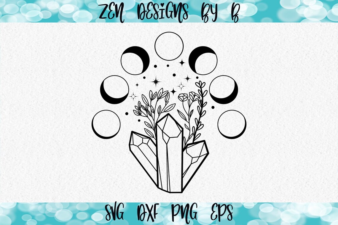 Moon Phases and Crystals SVG Cut File - Etsy