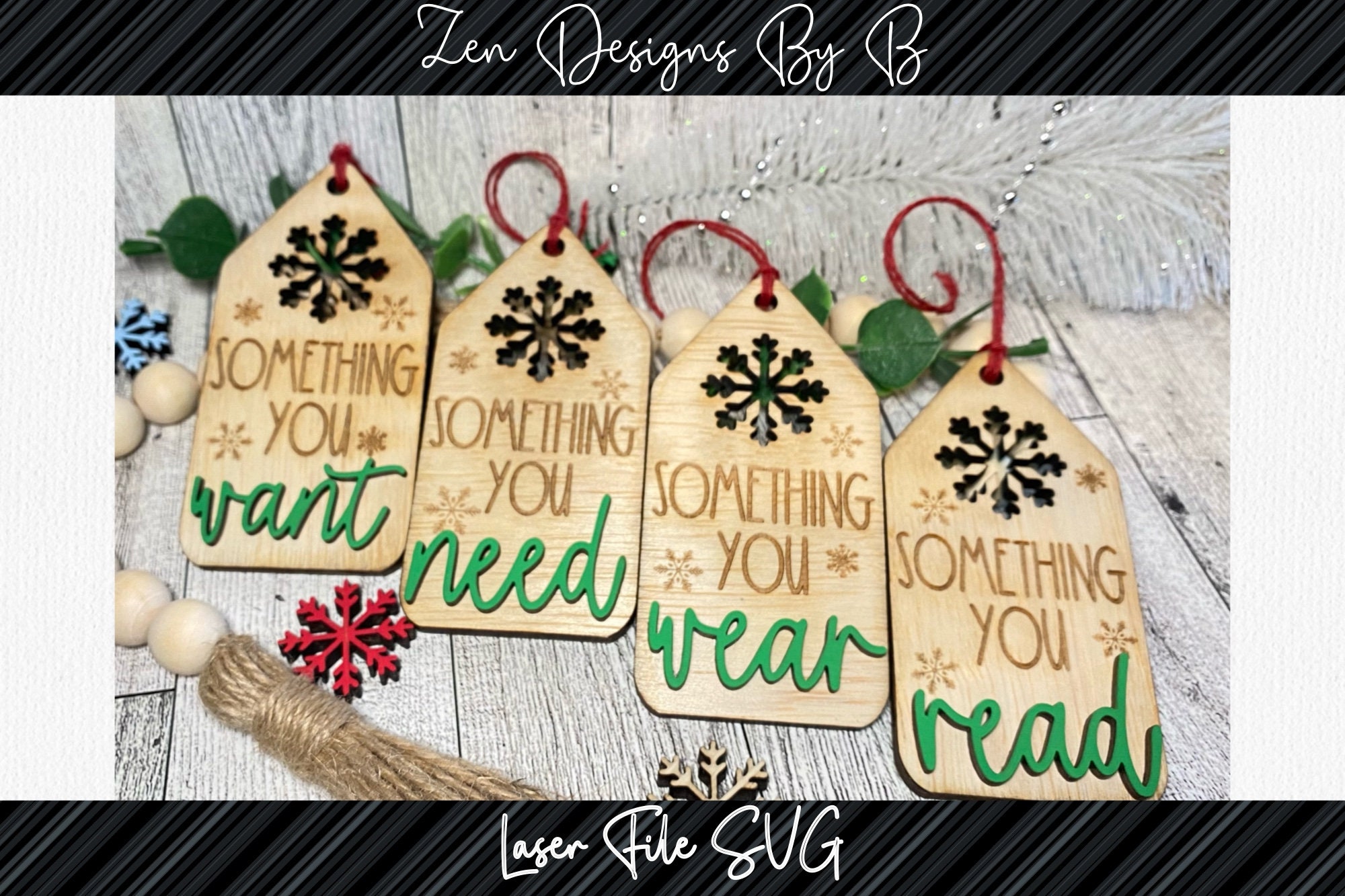 Want Need Wear Read Tags Laser SVG File 4 Gift Set Tags - Etsy