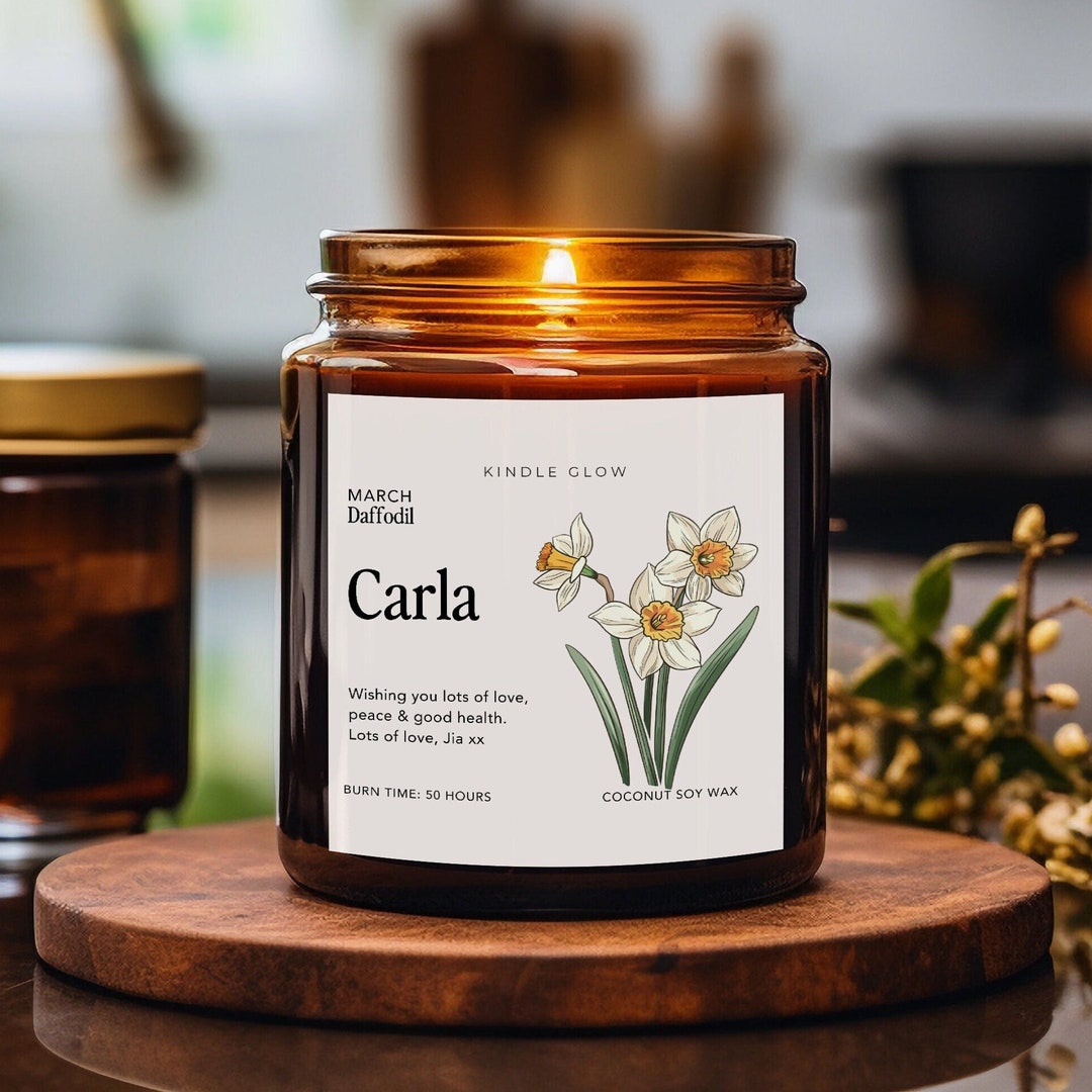 Birth Flower Bouquet Soy Candle, Birth Month Flower Candle, Custom ...