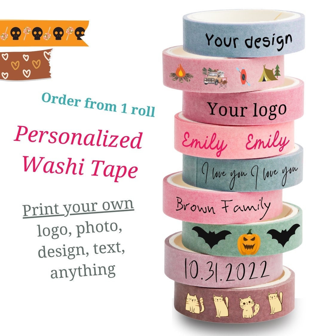 Custom Washi Tape, Small Business Merch, Personalized Masking Tape ...