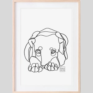Puppy Draw Minimalist Puppy Illustration Printable Dog Art | Etsy