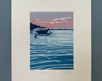 Water Linocut Print - Etsy