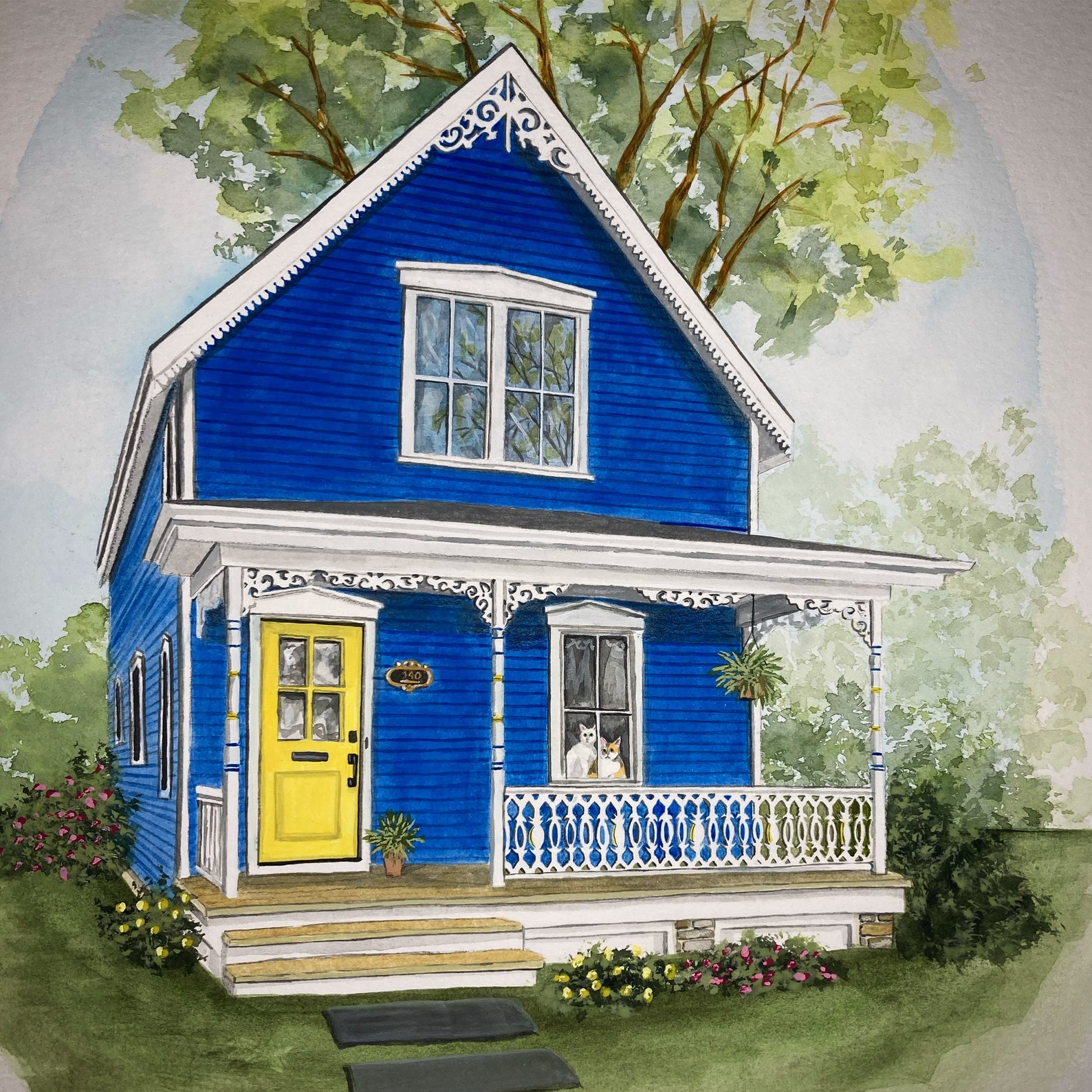 Custom Watercolor House Portrait | Etsy