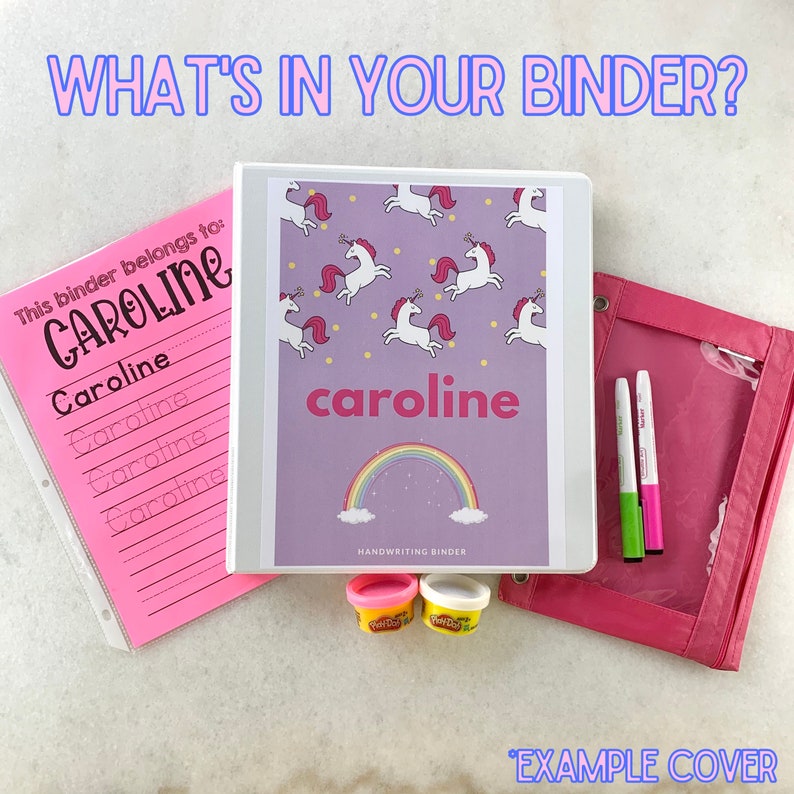 Unicorn Handwriting Binder | Etsy