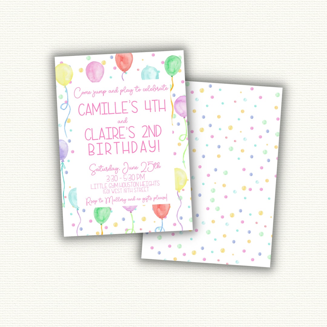 Confetti and Balloon Birthday Invitation - Etsy