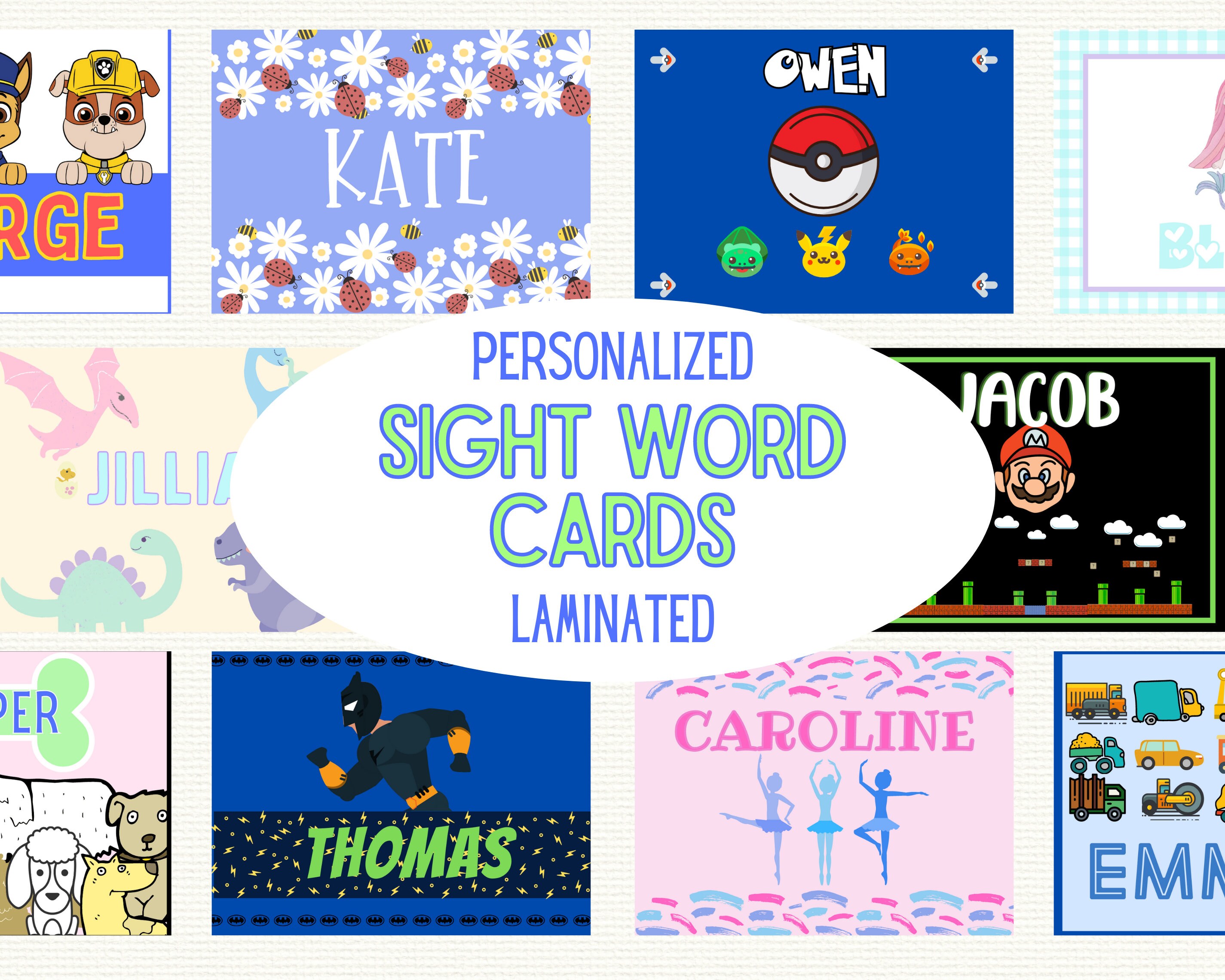 Personalized Laminated Sight Word Cards - My First 50 & the Next 50 - Etsy