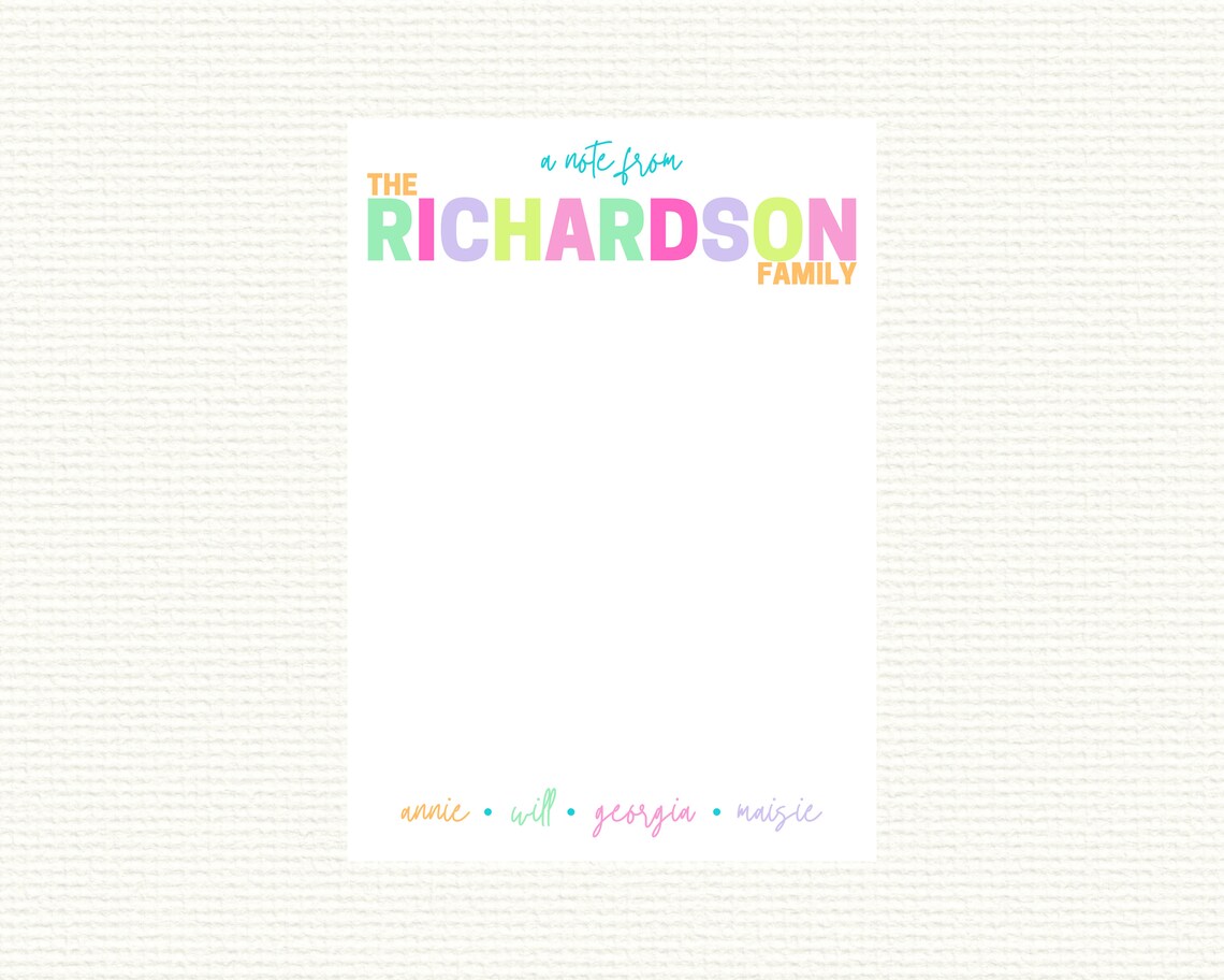 Pastel Family Notepad - Etsy