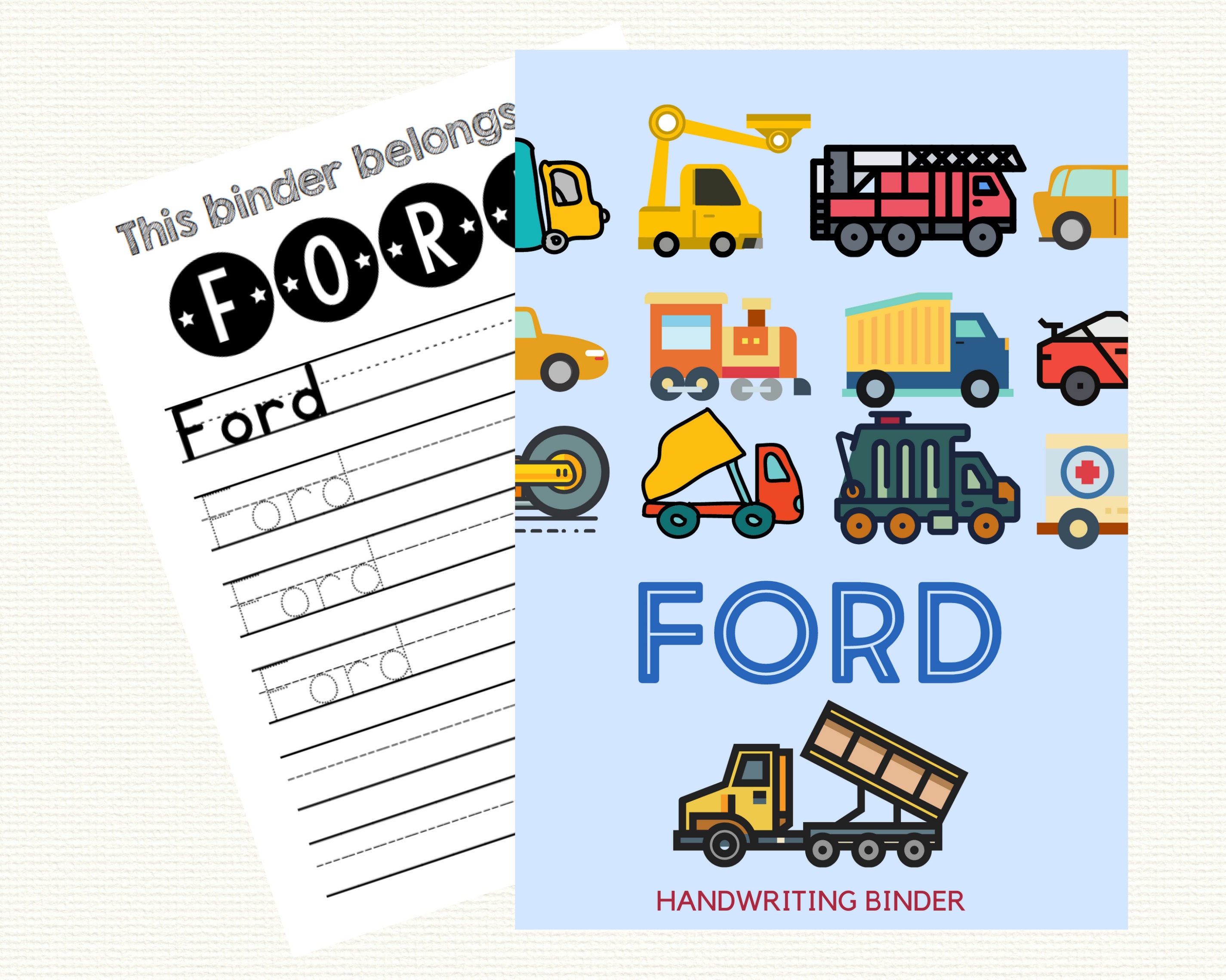 Construction Handwriting Binder | Etsy