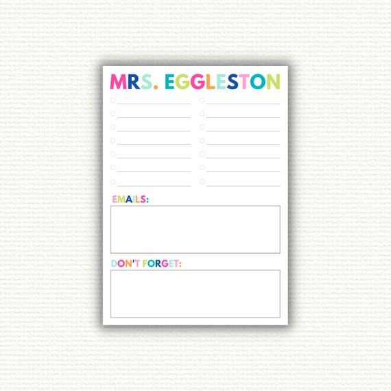 Rainbow to Do List Teacher Notepad | Etsy