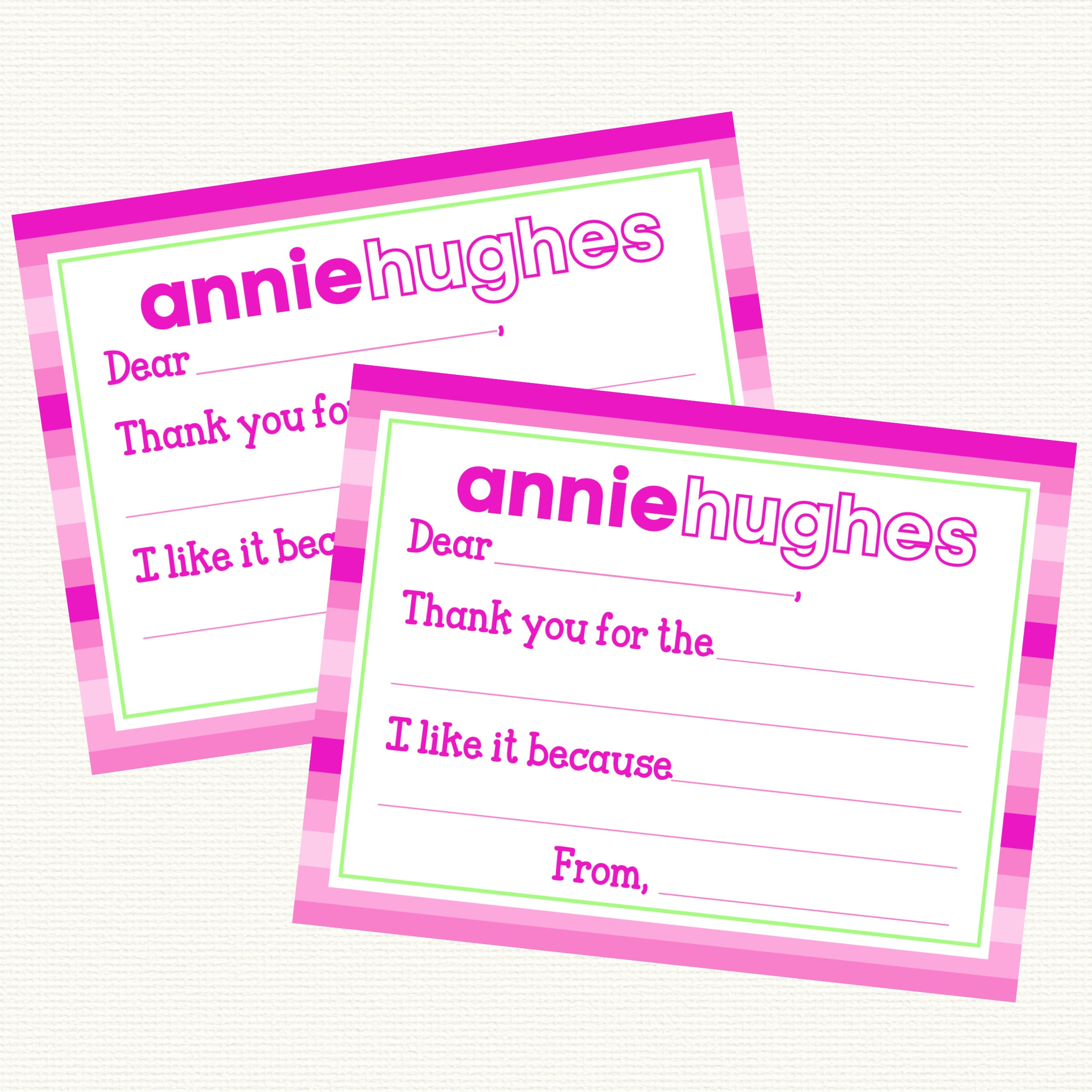 Pink Stripe Fill in Stationery - Etsy