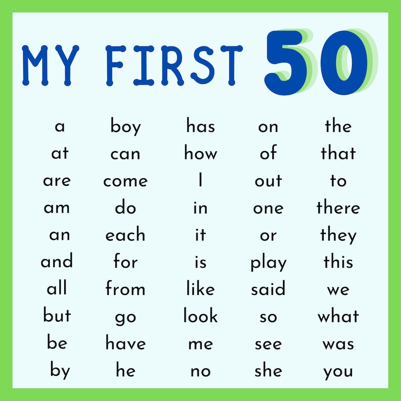 Personalized Laminated Sight Word Cards - My First 50 & the Next 50 - Etsy