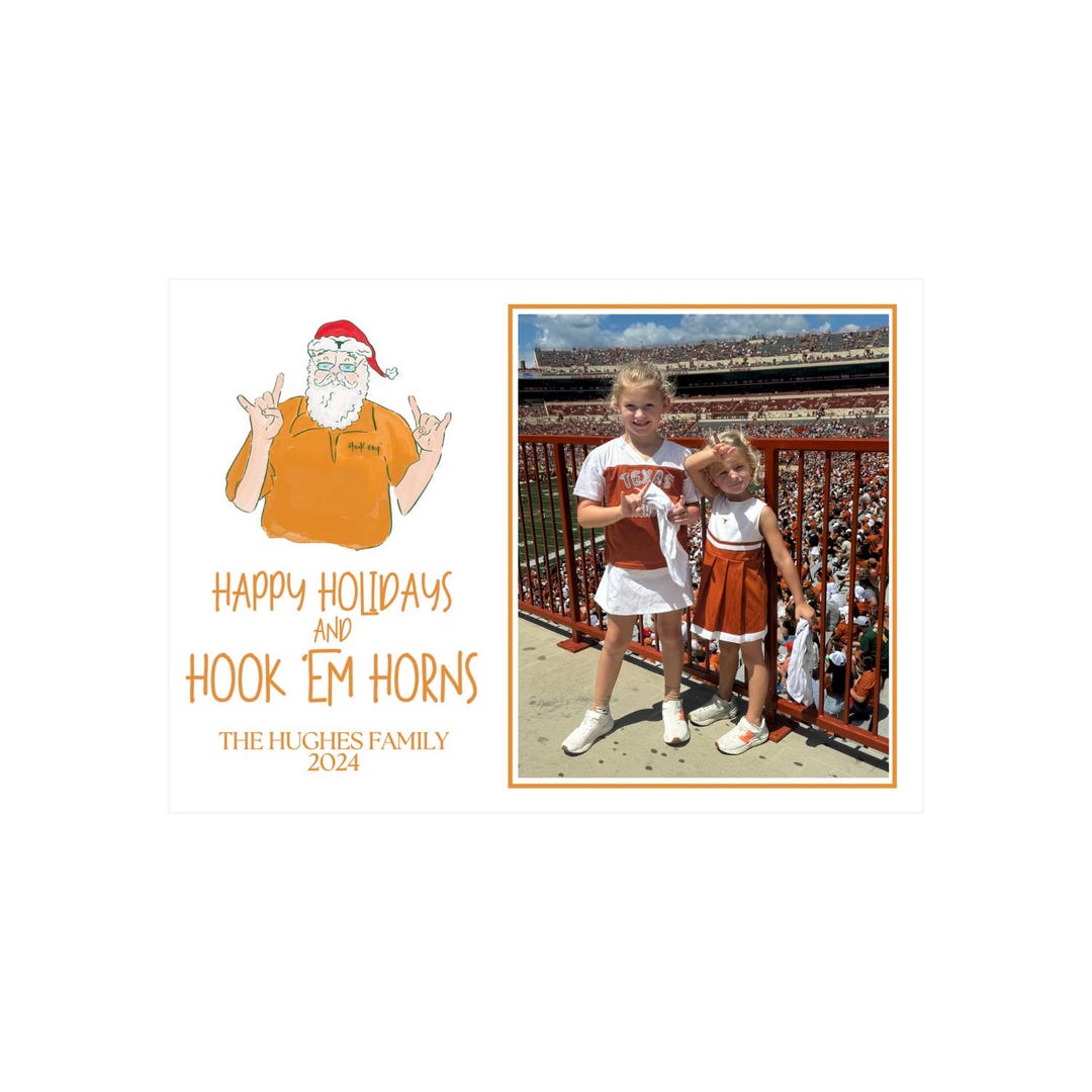 Hook 'em Santa Longhorn Card - Etsy
