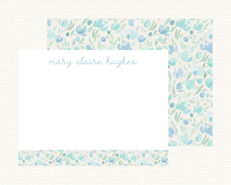 Blue Floral Watercolor Stationery - Etsy
