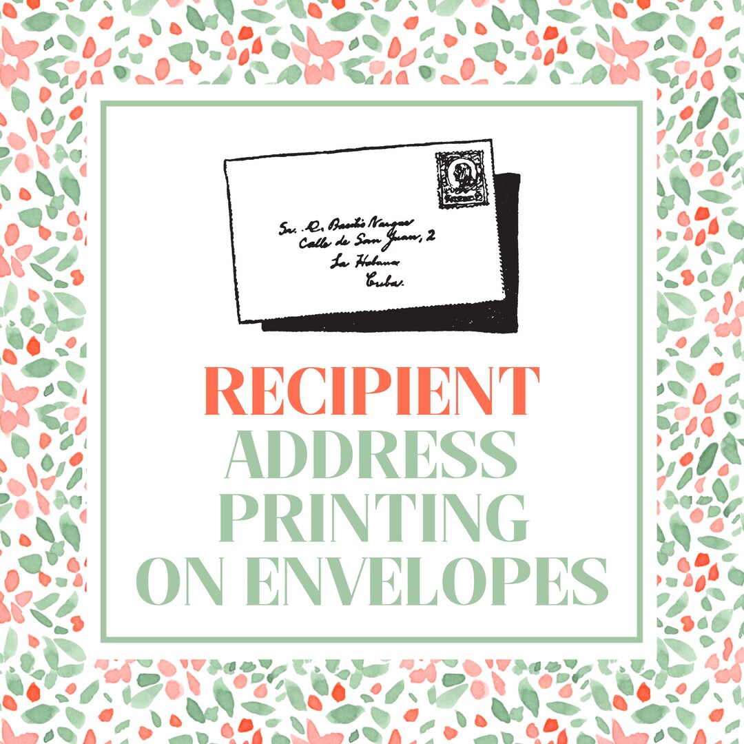 RECIPIENT Address Printing on Envelopes - Etsy
