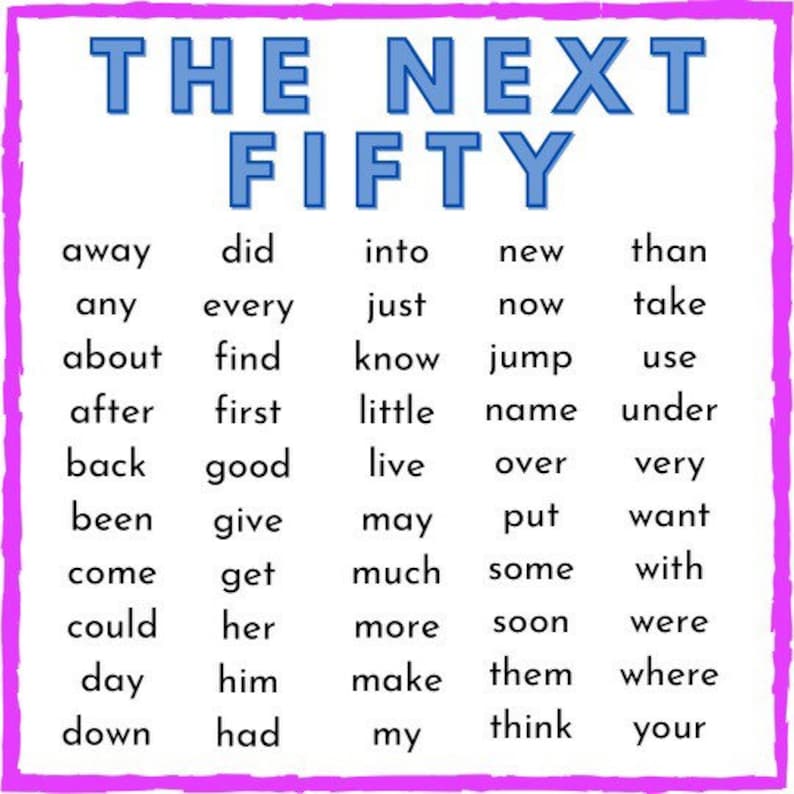 Personalized Laminated Sight Word Cards - My First 50 & the Next 50 - Etsy