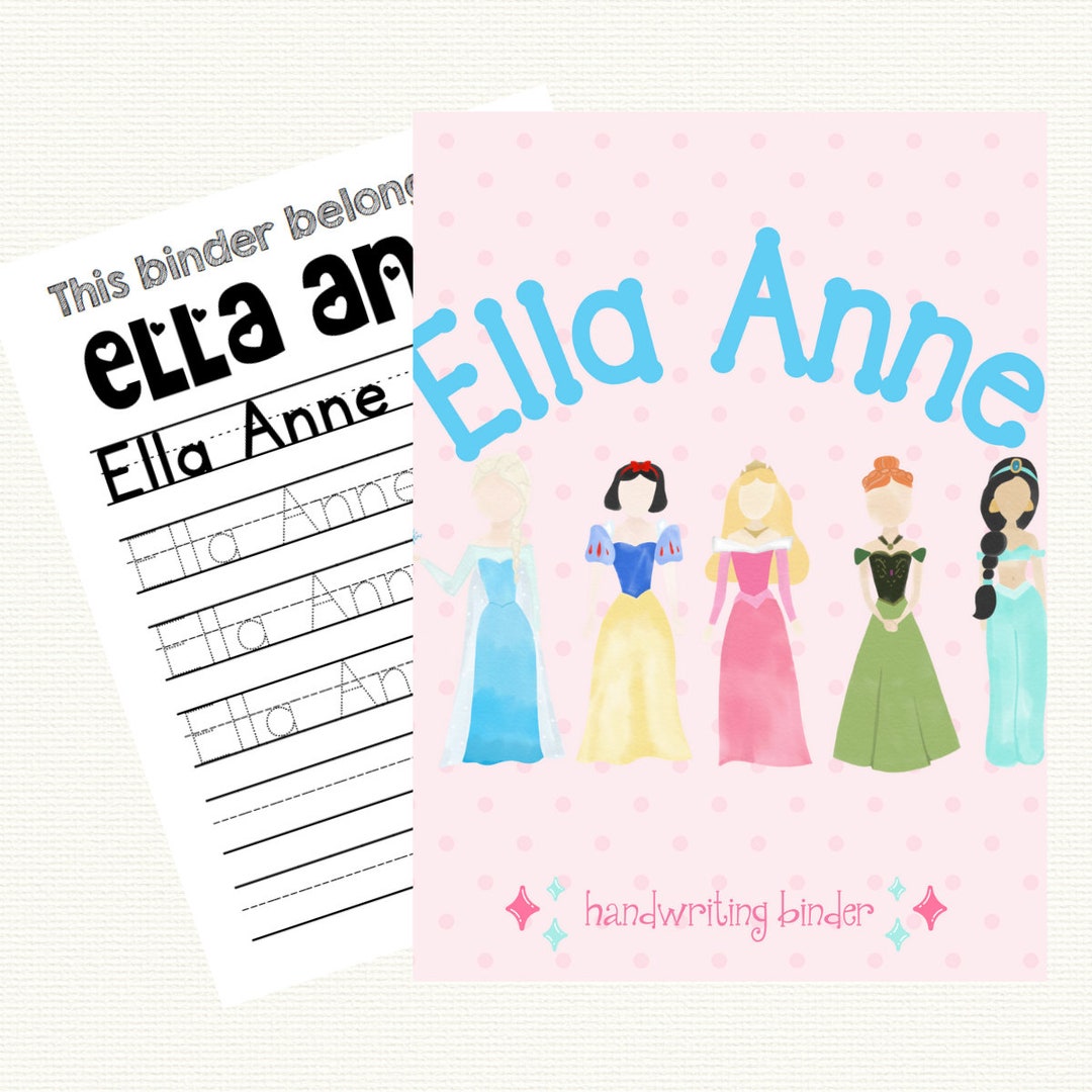Princess Handwriting Binder - Etsy
