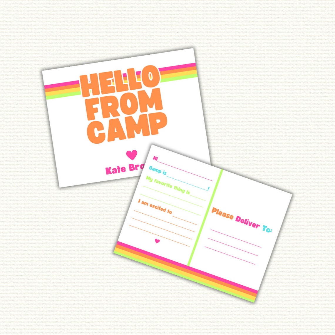 Personalized Camp Postcards, Kids Stationery (20 Cards) - Etsy