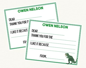 Dinosaur Fill in the Blank Thank You Notes - Etsy