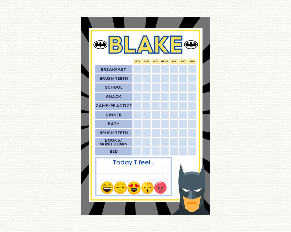 Batman Daily Routine Chore Chart - Etsy