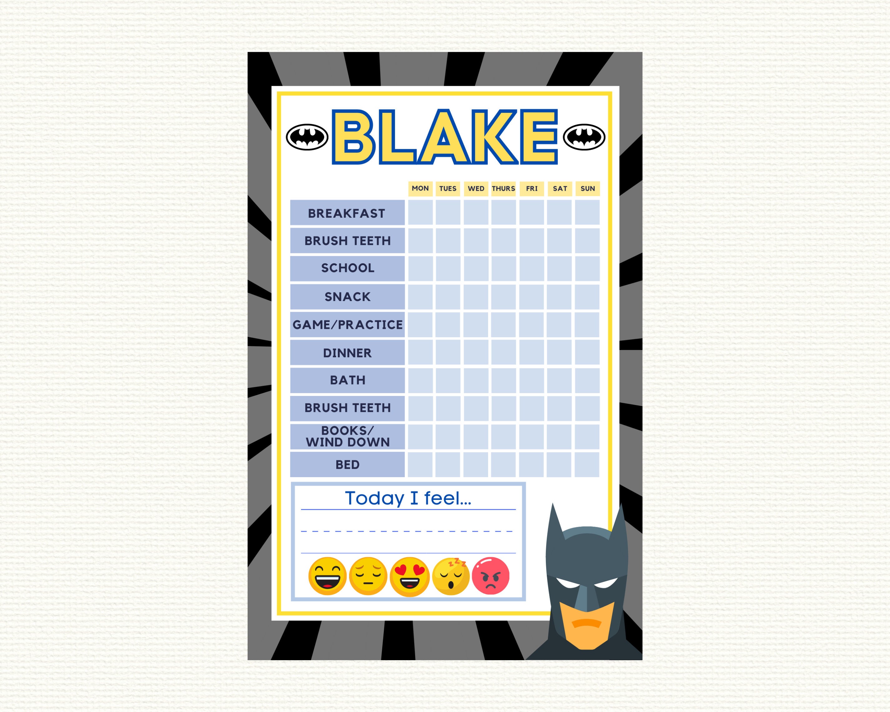 Batman Daily Routine Chore Chart - Etsy