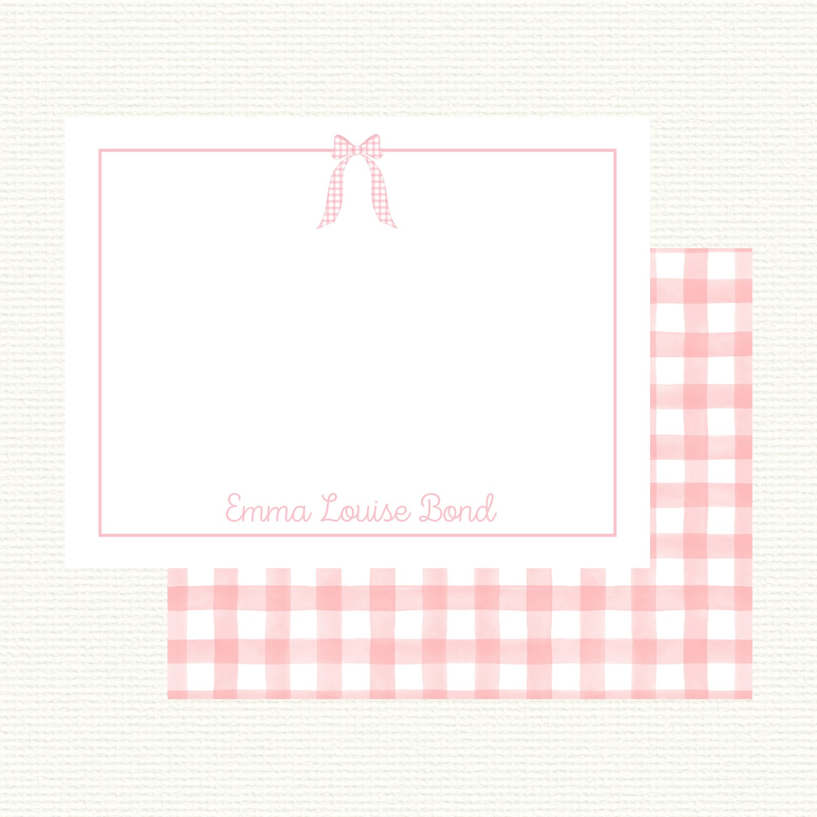 Pink Gingham Bow Baby Girl Stationery - Etsy