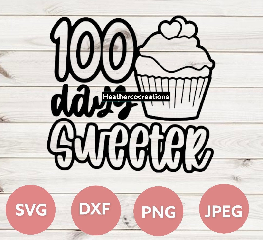 100 Days Sweeter Cupcake | 100 Days Svg | 100th Day of School Svg | Kid ...