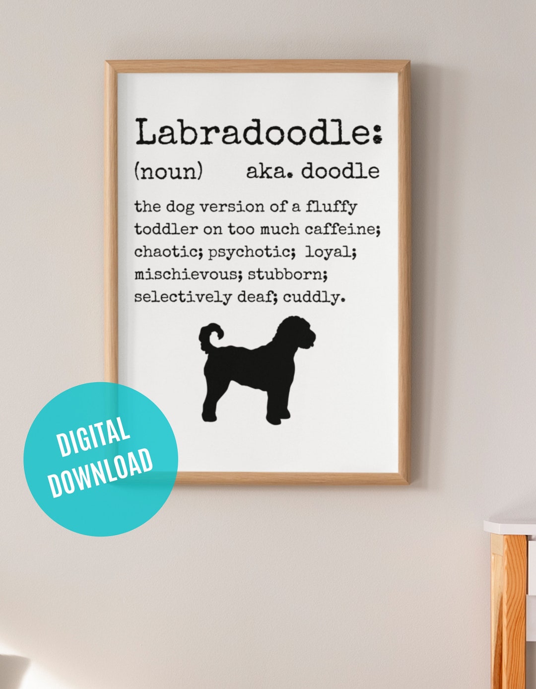 DIGITAL DOWNLOAD - Labradoodle Printable Wall Art, Funny Goldendoodle ...