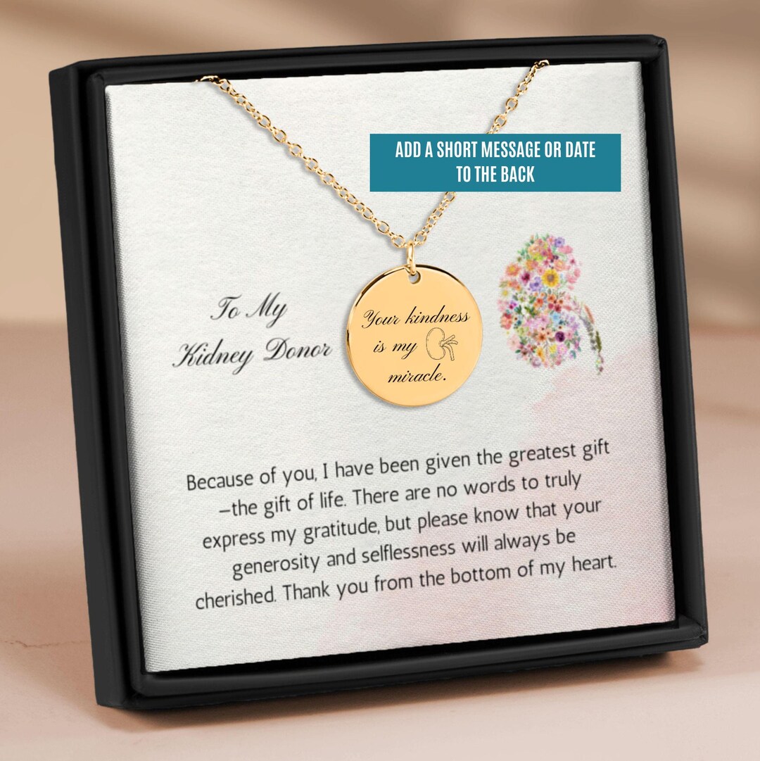 Kidney Donor Gift, Organ Donation Gift, Thank You Pendant, Gratitude ...