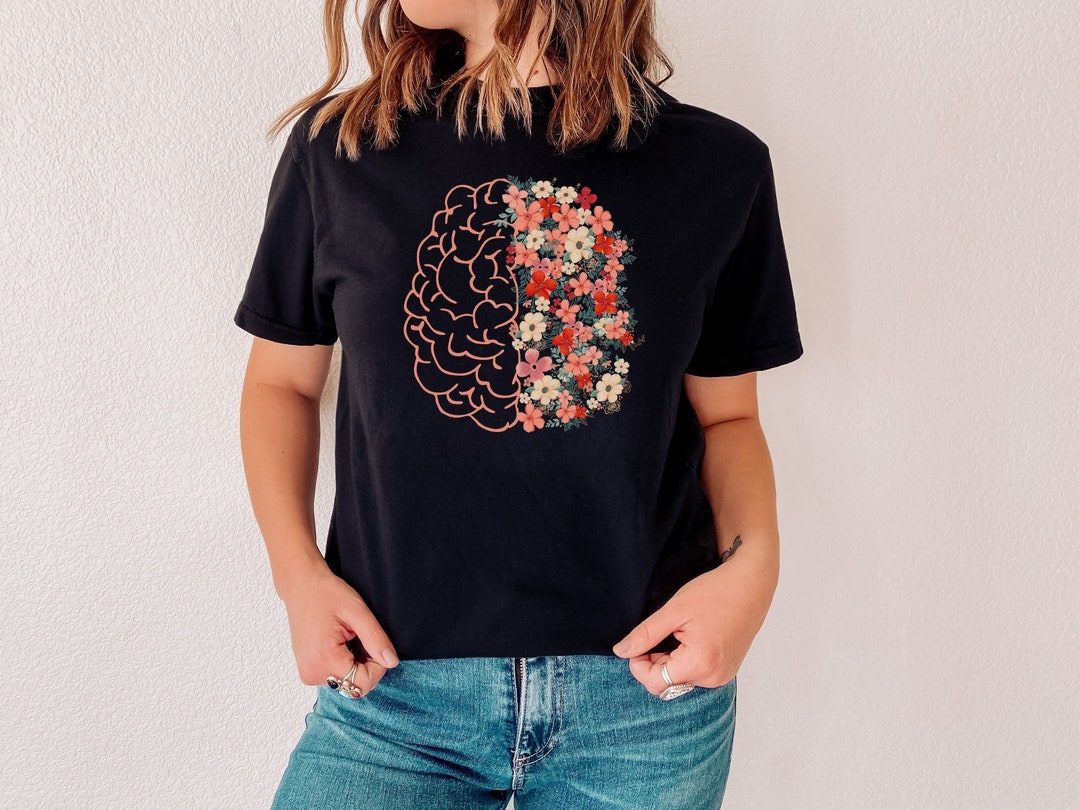 Floral Brain Anatomy Shirt, Mental Health, Botanical Brain Shirt ...