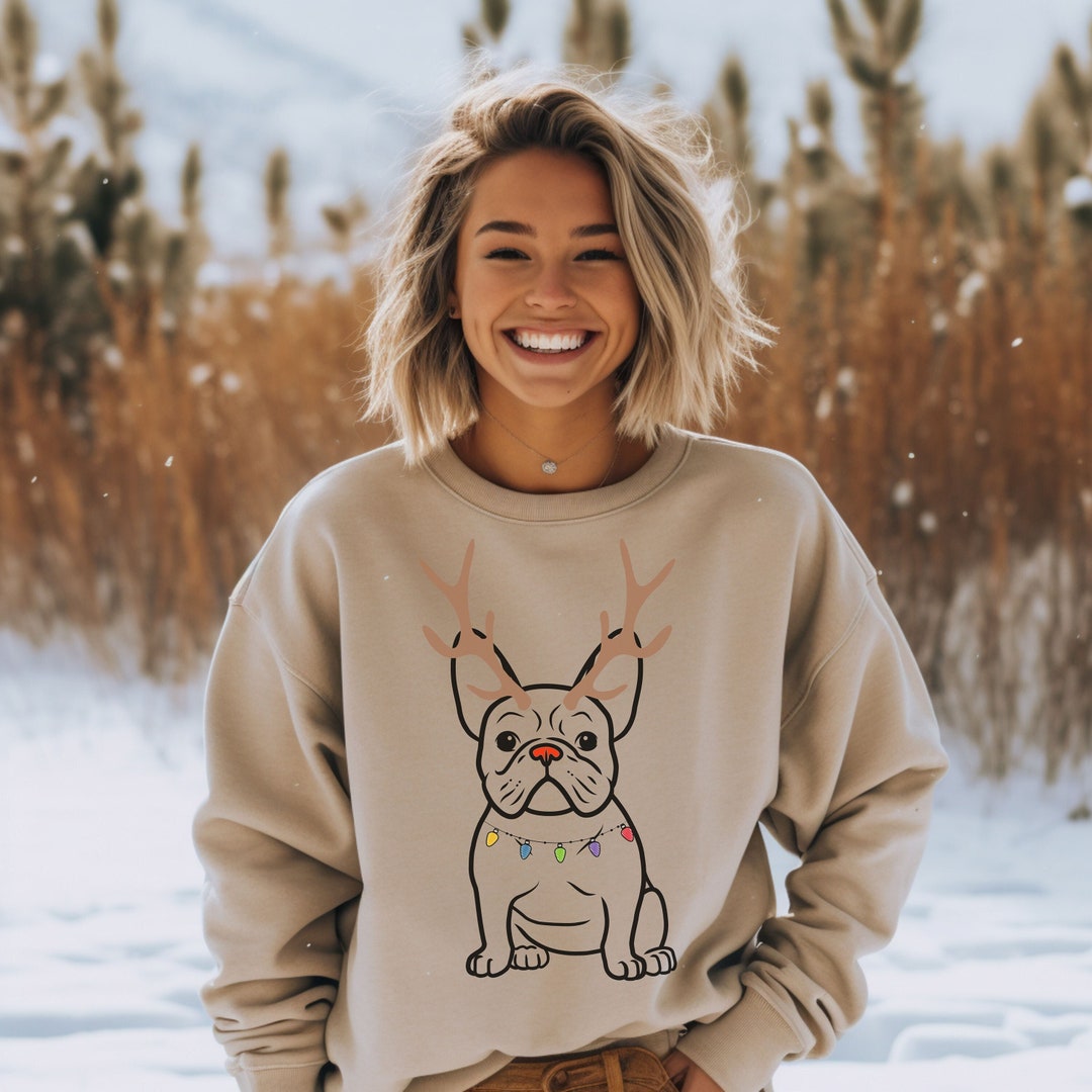 French Bulldog Christmas Sweatshirt: Unisex Frenchie Holiday Pullover ...