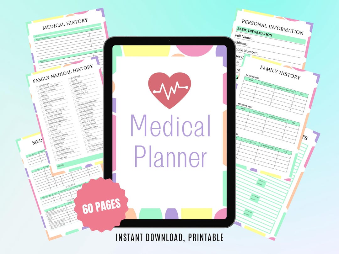 Medical Planner Printable, Digital Medical Tracker, Printable Health ...