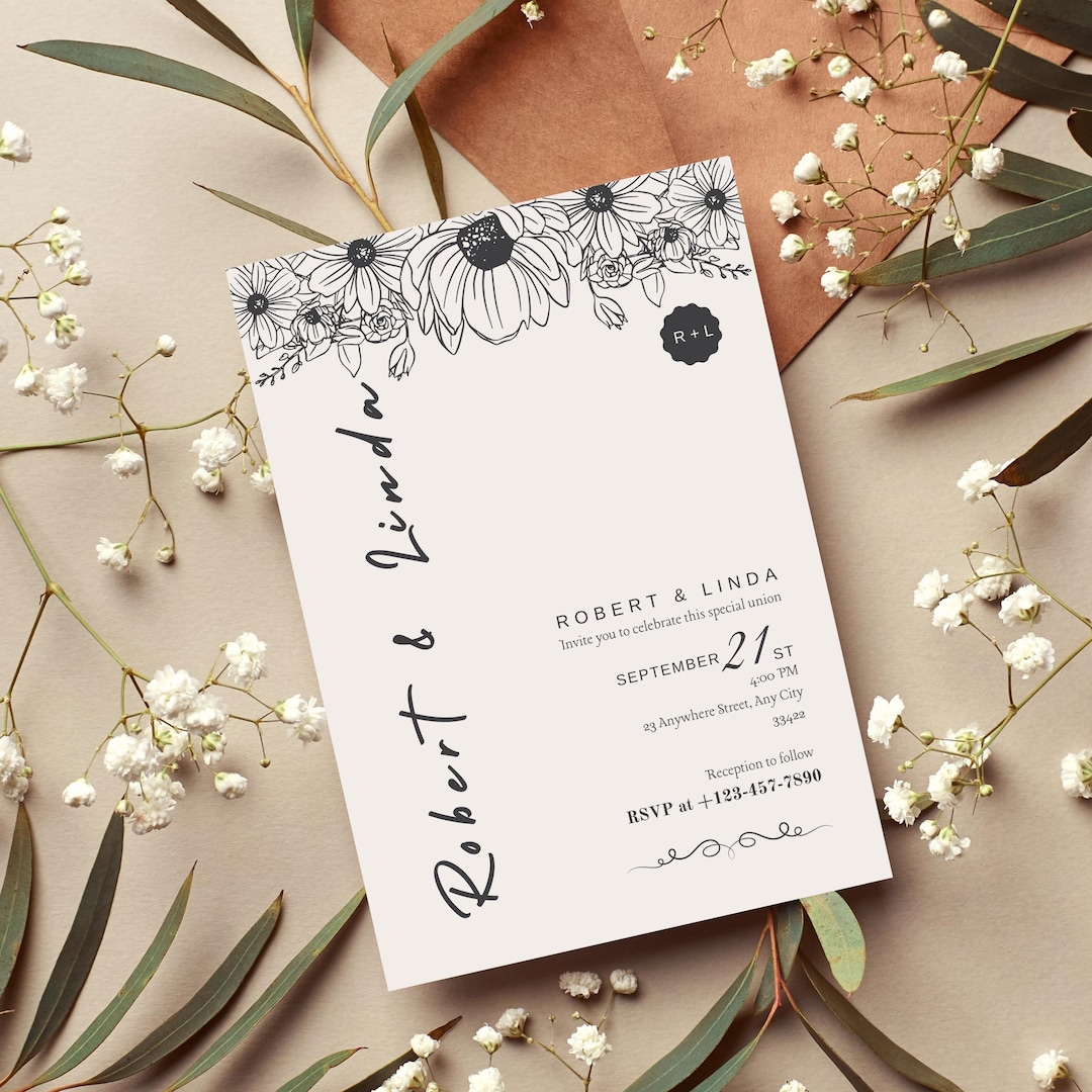 Editable / Custom Wedding Invitation Template for Printing or Digital ...