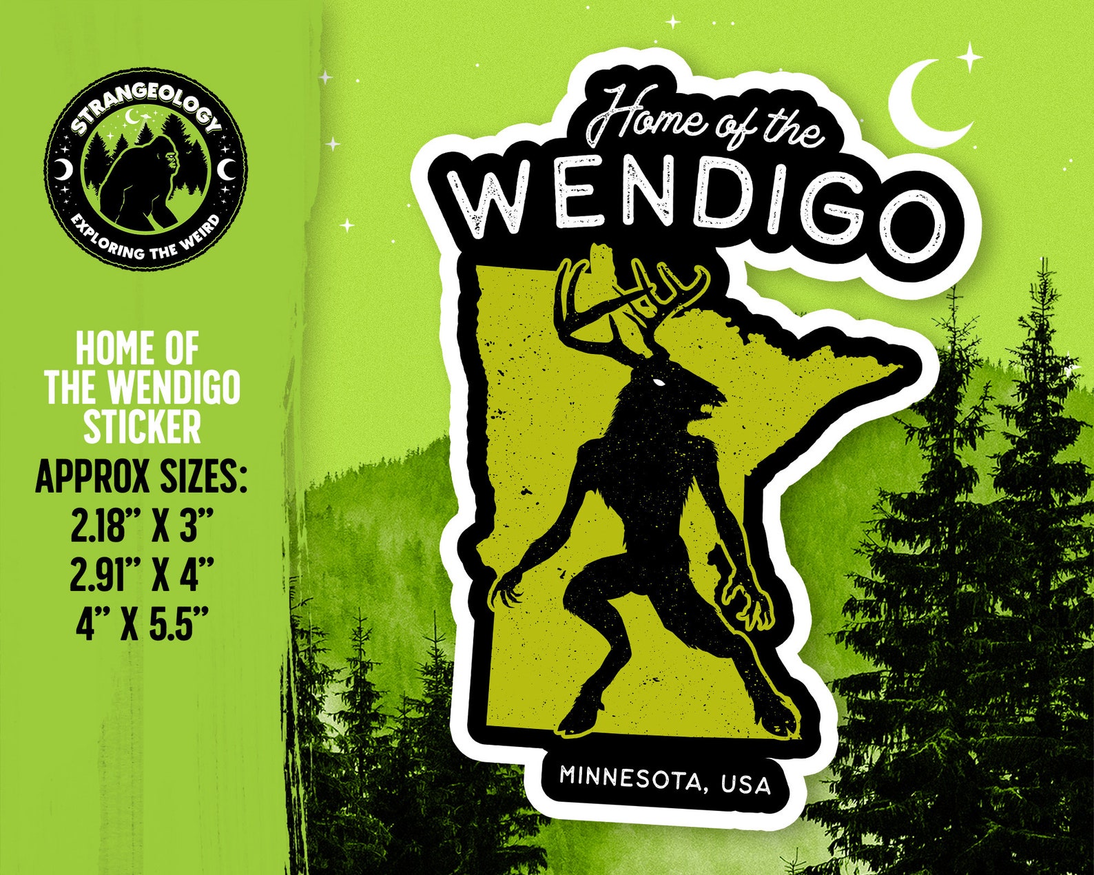 Home of the Wendigo Minnesota USA // Cryptid Sticker - Etsy