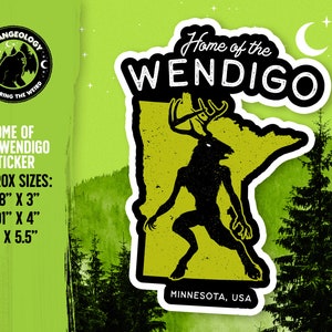 Home of the Wendigo - Minnesota, USA // Cryptid Sticker, Merch ...
