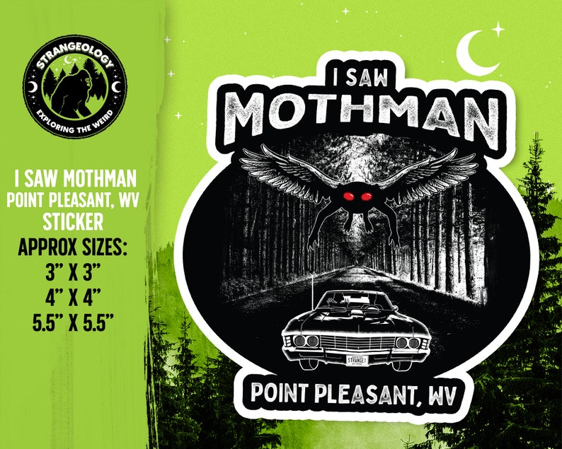 I Saw Mothman Point Pleasant WV // Cryptid Sticker Merch | Etsy