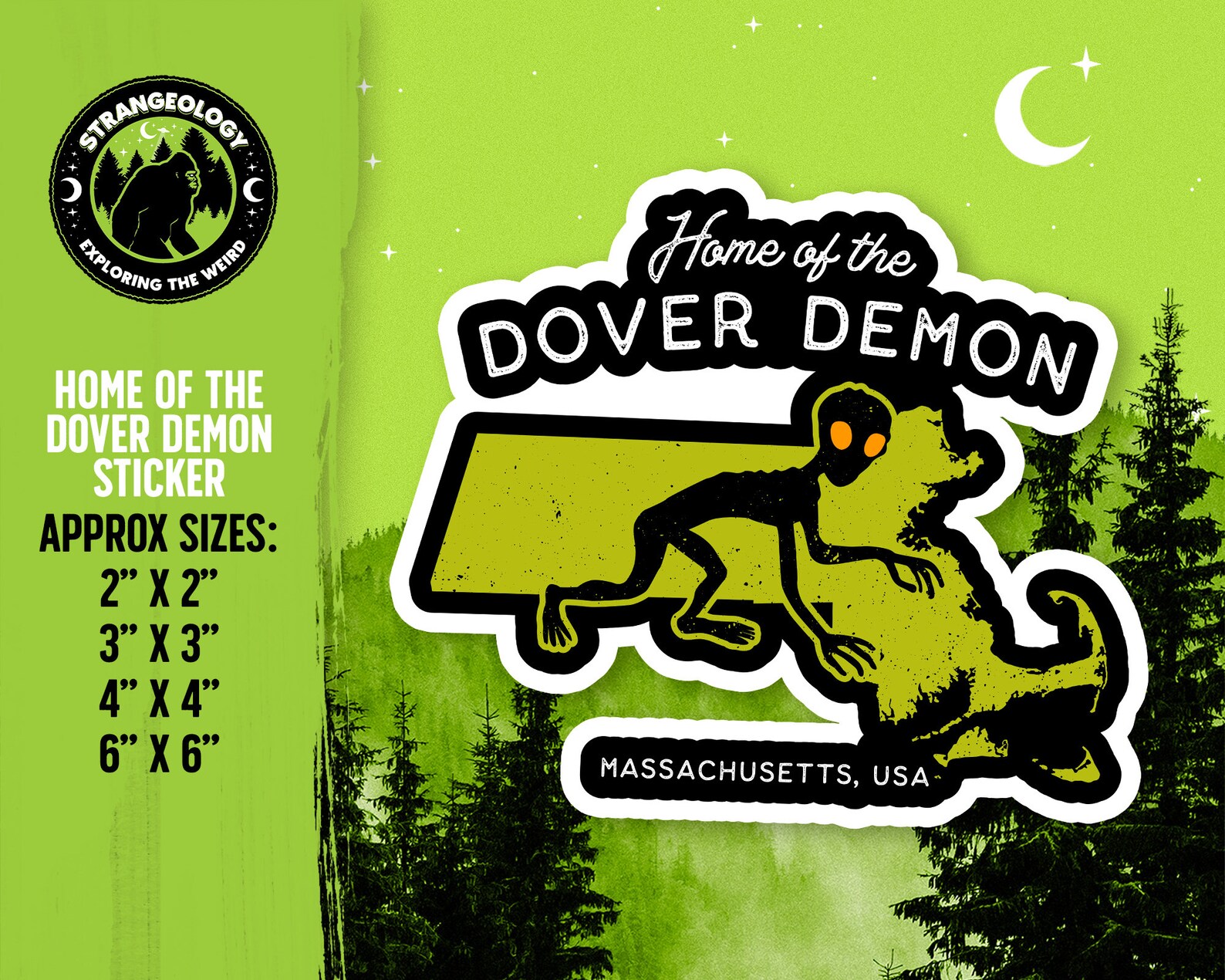 Dover Demon Sticker - Massachusetts Cryptid Art - Etsy