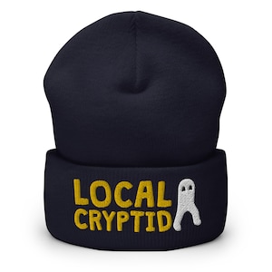 Local Cryptid Cuffed Beanie // Winter Hat, Embroidered Beanie, Cryptid ...