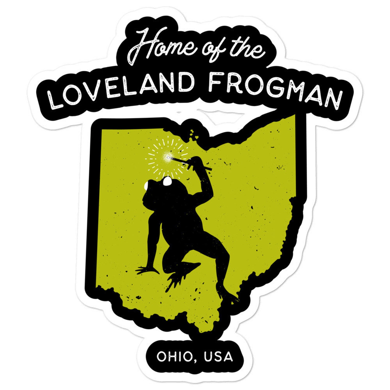 Home of the Loveland Frogman Ohio USA // Cryptid Sticker | Etsy