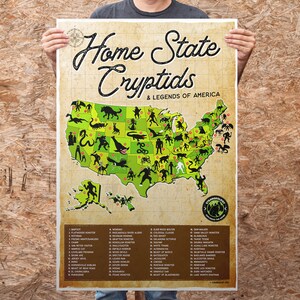 Home State Cryptids & Legends of America Map // Premium Matte Cryptid ...