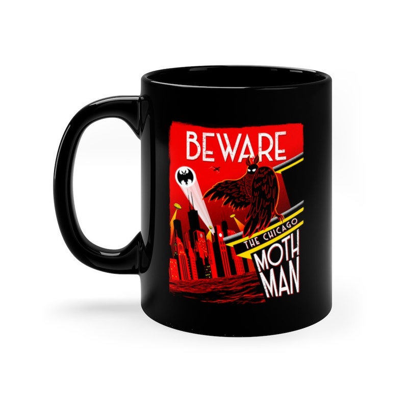 Beware the Chicago Mothman Coffee & Tea 11oz Black Mug // - Etsy