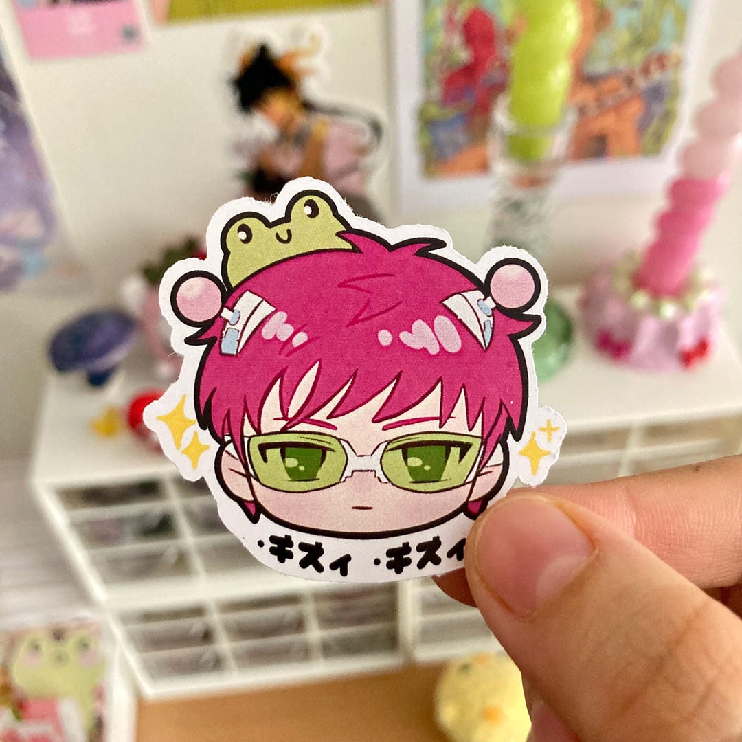 Cute Pink Psychic Boy With Frog Hat Sticker | Anime Inspired Vinyl ...