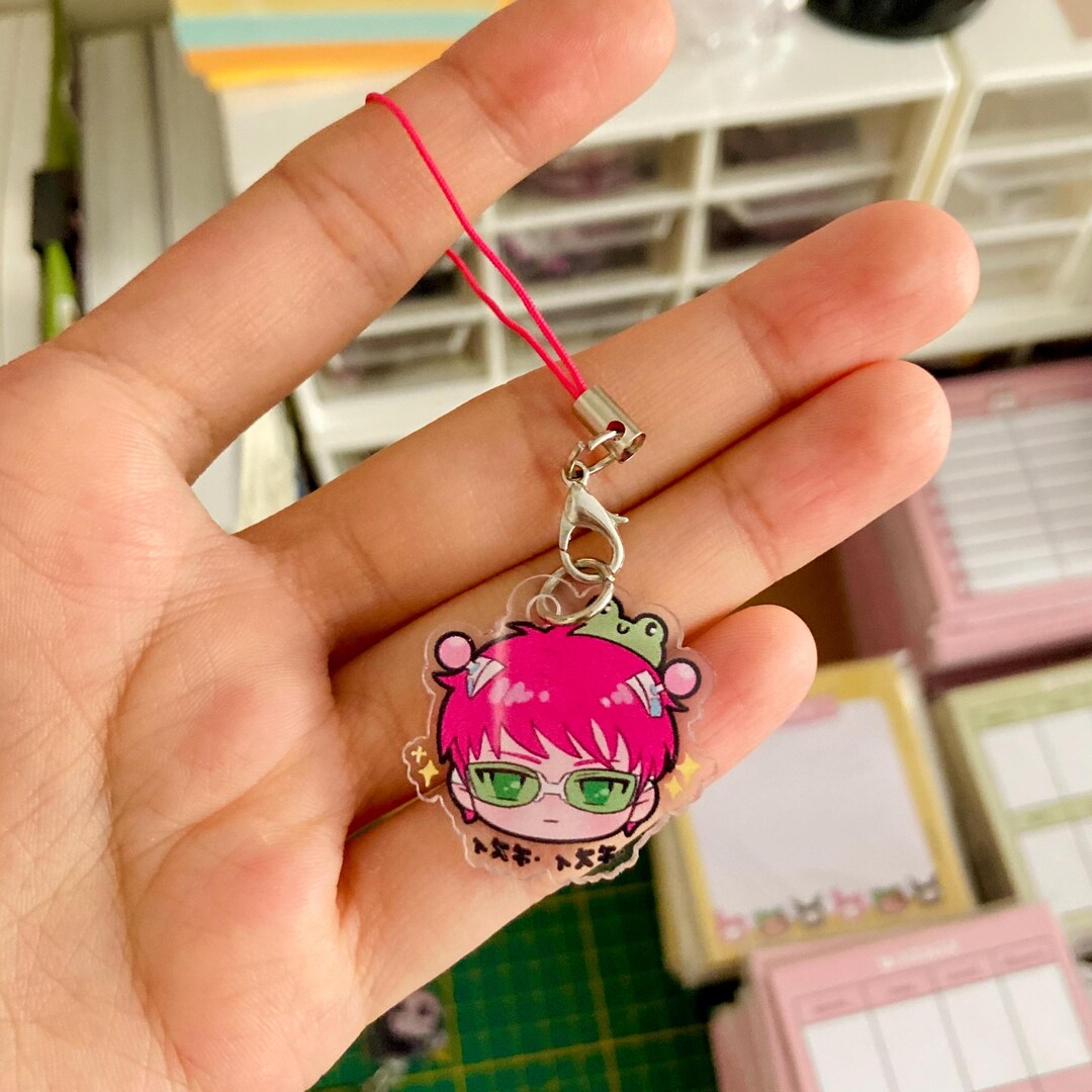 Pink Psychic Boy 1'' Phone Charm With Frog Hat | Anime Phone Charm ...