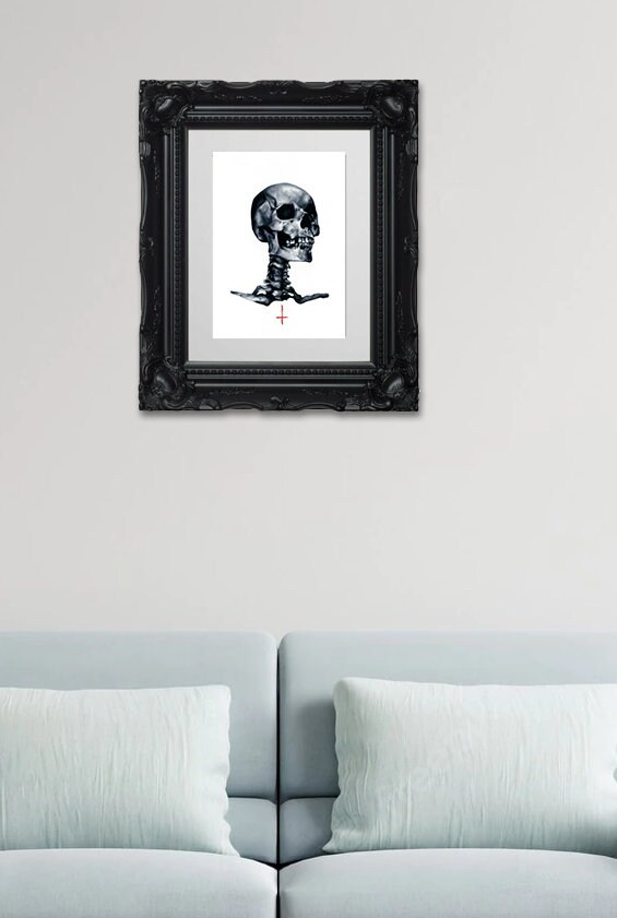 Skeleton Art Print | Red Cross | Skeleton Art | Gothic Art | Skull ...