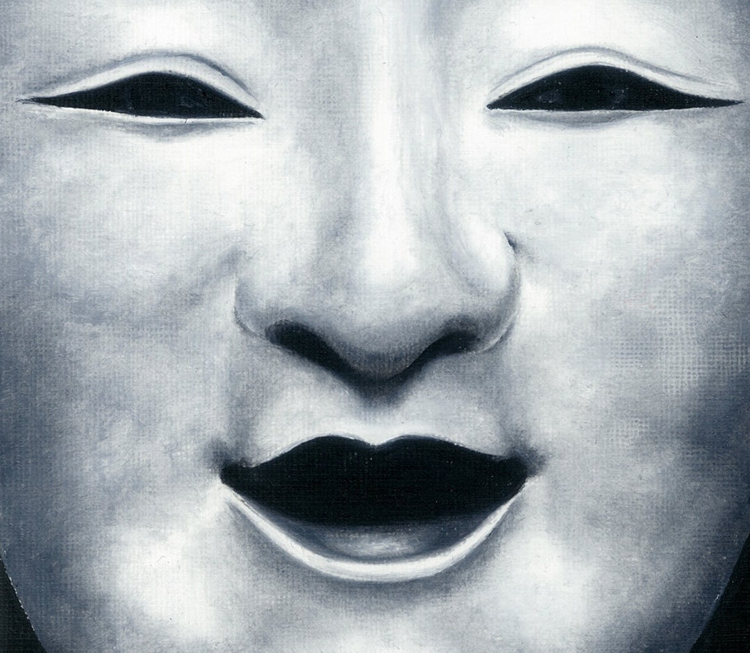 Noh Mask - Art Print - Japanese Mask - Japanese Art - Portrait - Wall ...