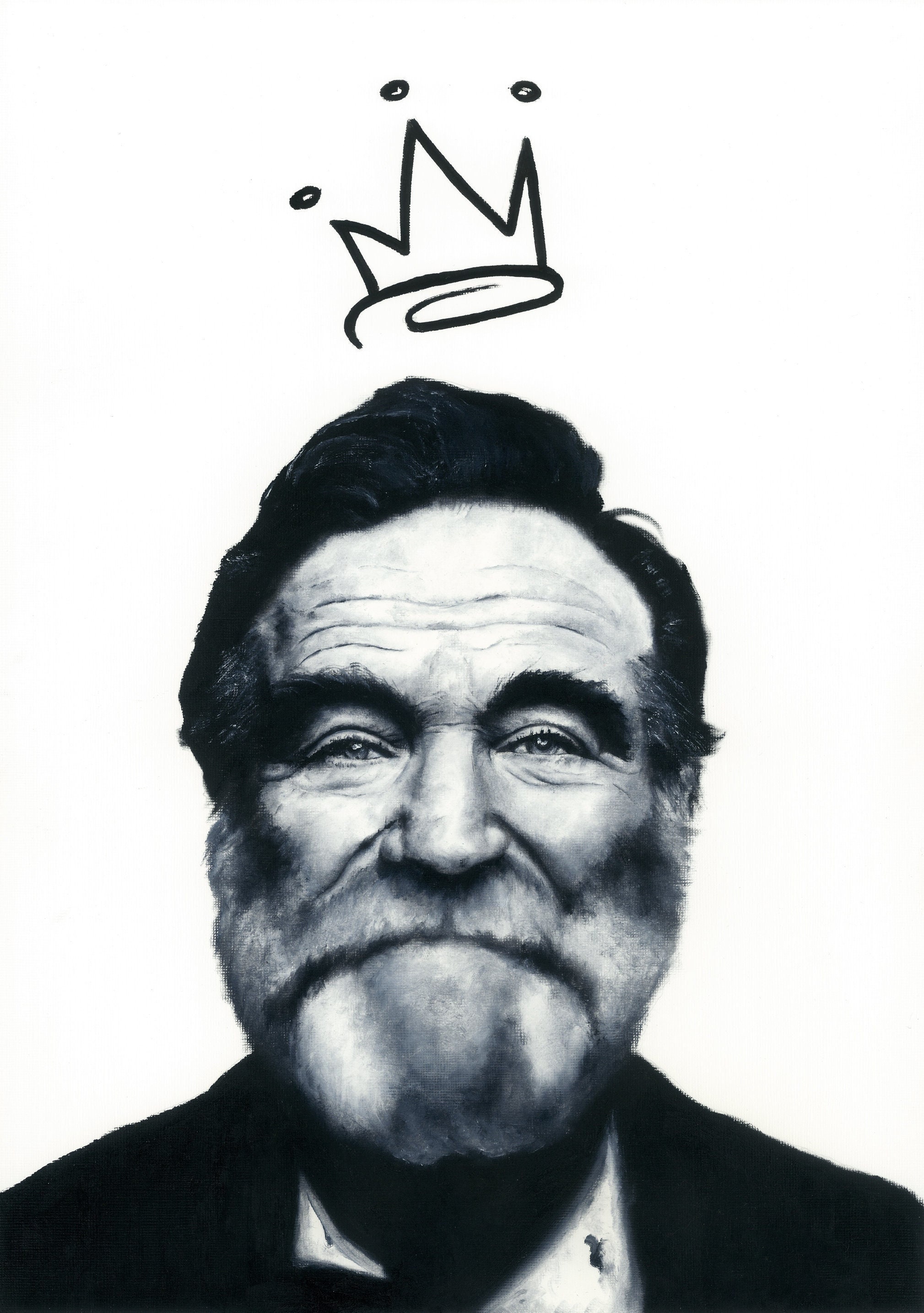 Robin Williams Black And White Painting