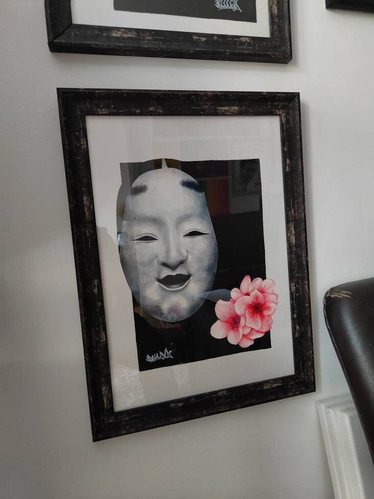 Noh Mask - Art Print - Japanese Mask - Japanese Art - Portrait - Wall ...