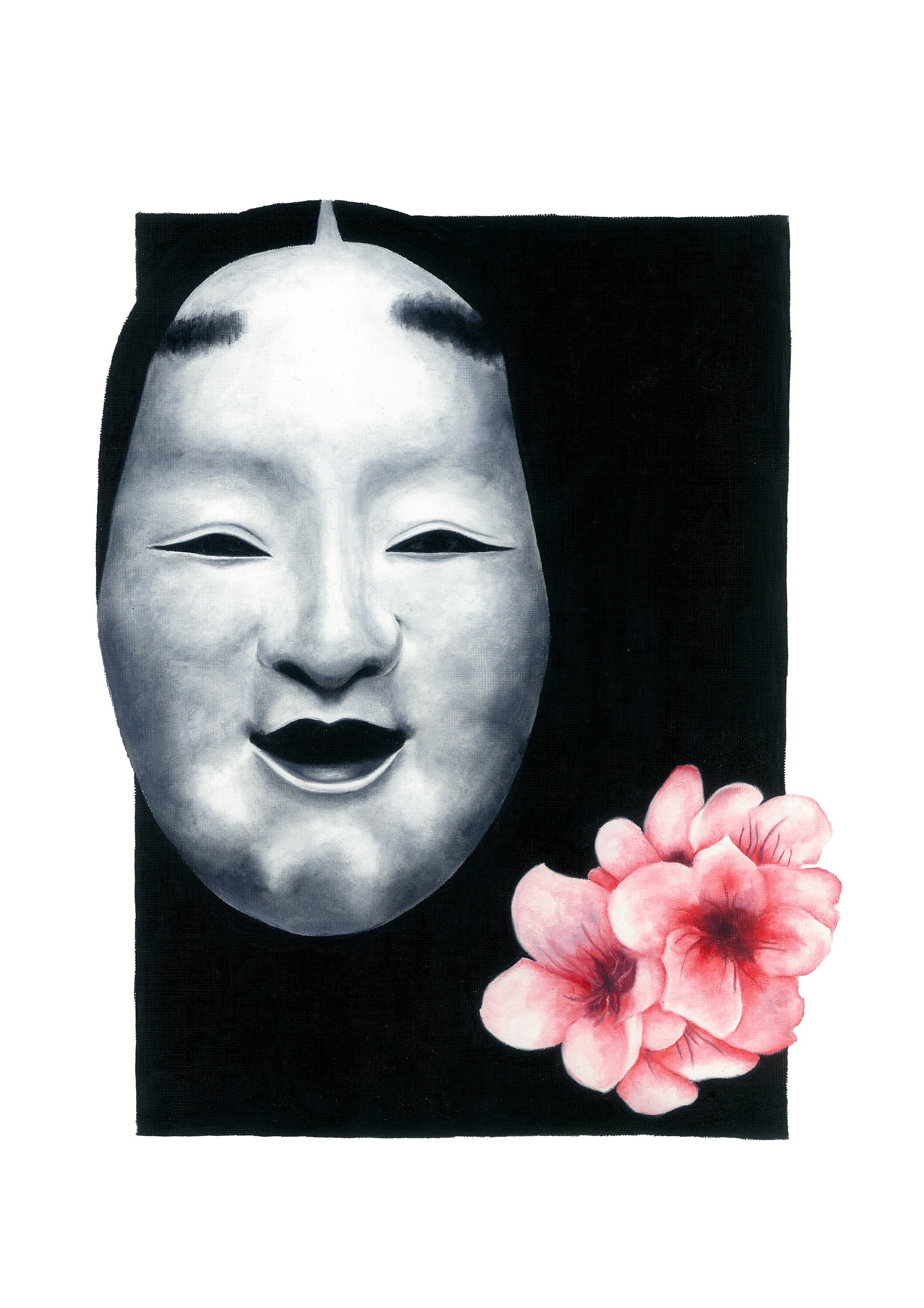 Noh Mask - Art Print - Japanese Mask - Japanese Art - Portrait - Wall ...