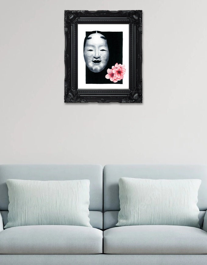 Noh Mask - Art Print - Japanese Mask - Japanese Art - Portrait - Wall ...
